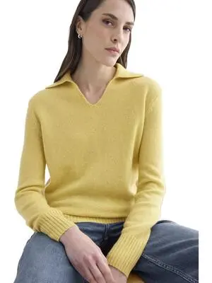Everlane Cashmere Polo Sweater - Double Cream Heather