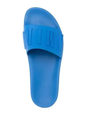 Amiri Logo Embossed Open-toe Slides - Blue
