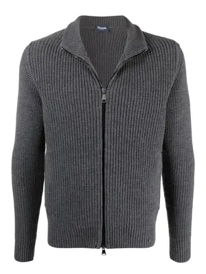 DRUMOHR Merino Wool Zip-up Cardigan - Grey