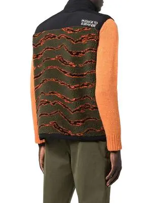 COUNTY OF MILAN Marcelo Burlon Camouflage-print Pile Zipped Gilet - Green