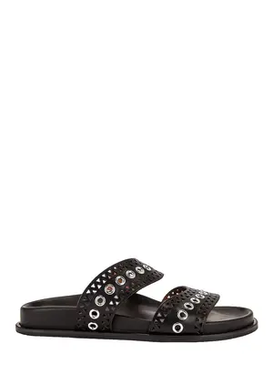 Alaïa Perforated Eyelet Slides - Noir