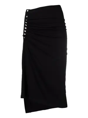 Rabanne Asymmetric Midi Skirt - Black
