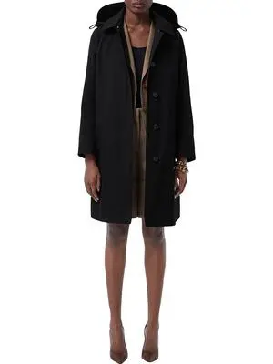 Burberry Gabardine Hooded Car Coat - Black