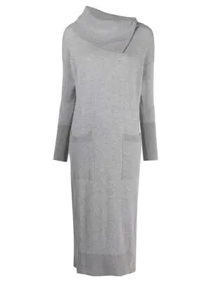 Lorena Antoniazzi Folded Collar Midi Dress - Grey