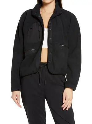 Free People Hit The Slopes Fleece Jacket - Black