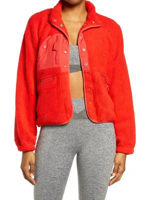 Free People Free People Movement Hit The Slopes Fleece Jacket Cardinal Red