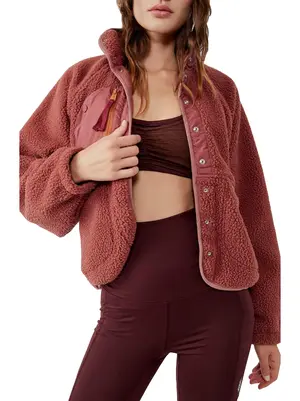 Free People Free People Movement Hit The Slopes Fleece Jacket Henna