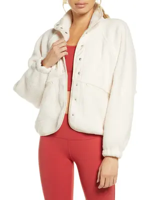Free People Free People Movement Hit The Slopes Fleece Jacket Ivory