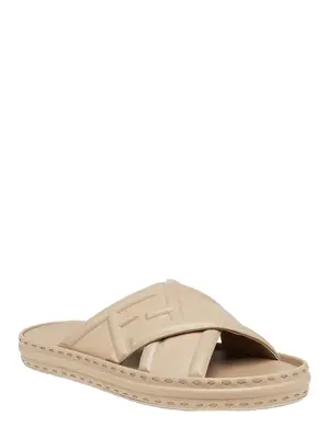 Fendi FF Slide Sandal Beige