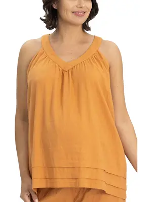 ANGEL MATERNITY V-Neck Maternity Tank Burnt Orange