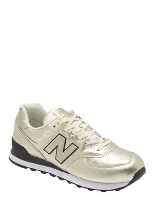 NEW BALANCE 574 Lace-Up Sneakers Gold