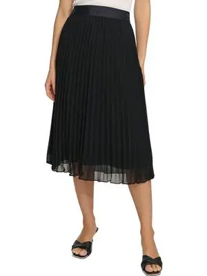Dkny Pleated Midi Skirt - Black