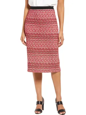 Ming Wang Ming Wang Knit Pencil Skirt Crimson/java/muslin/black
