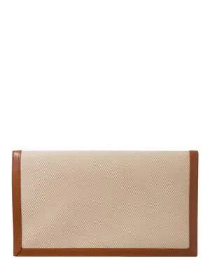 Saint Laurent Uptown Leather-trimmed Pouch - Brown