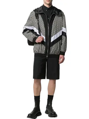 Balmain Monogram-print Hooded Bomber Jacket - Black
