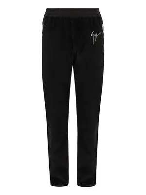 GIUSEPPE ZANOTTI Satin-trim Velvet Trousers - Black