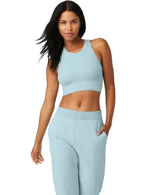 Alo Yoga ALO Seamless Delight High Neck Tank Chalk Blue