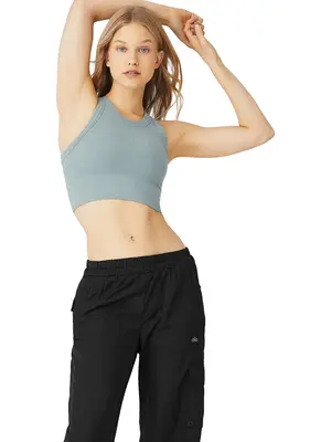Alo Yoga ALO Seamless Delight High Neck Tank Cosmic Grey