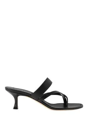 Manolo Blahnik Susa 50 Leather Sandals - Black