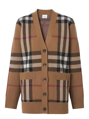 BURBERRY Burberry Checked Wool-Cashmere Cardigan