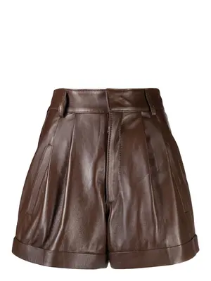 MANOKHI Jett Leather Shorts Brown