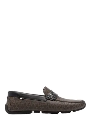 BALLY Chain Logo-Print Leather Loafers
