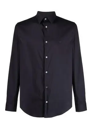 Emporio Armani Logo-patch Longsleeved Shirt - Blue