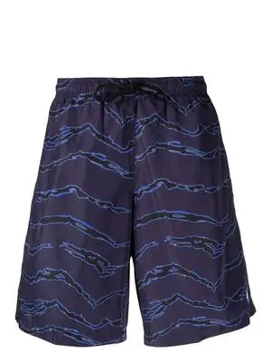 COUNTY OF MILAN Motif-print Swimming Shorts - Blue