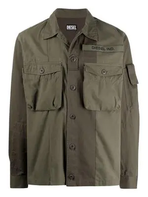 DIESEL® Diesel Khaki Green Cotton Blend Utility Shirt Jacket Green
