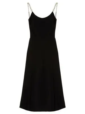 Miu Miu Cady Midi Dress With Pearl Detail - Black