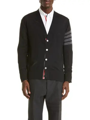 Thom Browne Thom Browne 4-Bar Merino Wool Cardigan Black