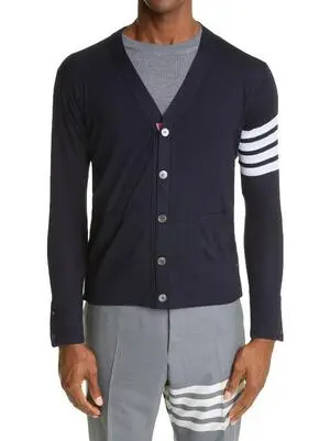 Thom Browne Thom Browne 4-Bar Merino Wool Cardigan Navy