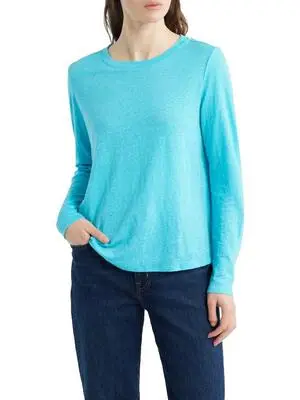 Eileen Fisher Eileen Fisher Organic Linen Long Sleeve T-Shirt Aquarius