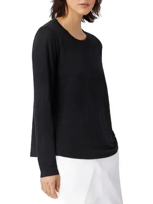 Eileen Fisher Eileen Fisher Organic Linen Long Sleeve T-Shirt Black