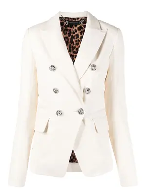 Philipp Plein Double-breasted Leather Blazer - Neutrals