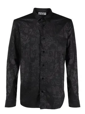 Versace Barocco-print Cotton Shirt - Black