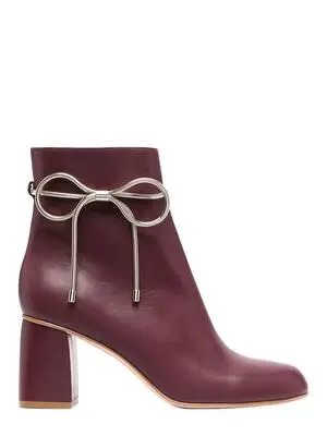Red Valentino Bow-detail Leather Ankle Boots - Red