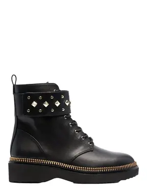 Michael Kors Haskell Spike-strap Leather Boots - Black