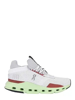 On On Cloudnova Sneaker In White.  White & Limelight-0