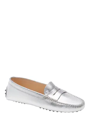 TOD'S Tod's Driving Penny Loafer Silver Metallic