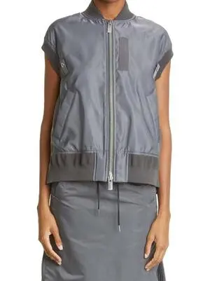 Sacai Sacai Twill Knit Nylon Vest Charcoal Grey