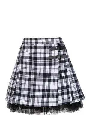 Red Valentino Tartan-print Pleated Kilt Mini Skirt - Black
