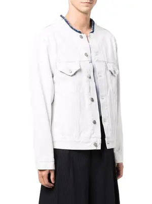 MAISON MARGIELA Raw-cut Collar Denim Jacket - White