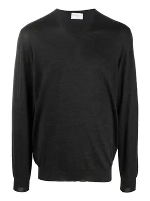 Fedeli V-neck Virgin Wool Jumper - Black