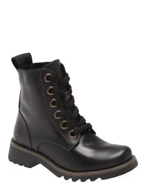Fly London Ragi Combat Boots - Black Leather