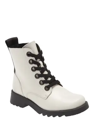 Fly London FLY London Ragi Combat Boots Off White Leather
