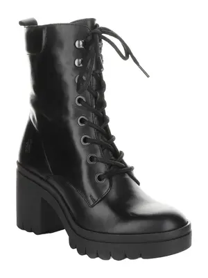 Fly London Fly London Tiel Leather Combat Boots Black Leather