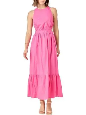 English Factory Open Back Dress - Fuchsia