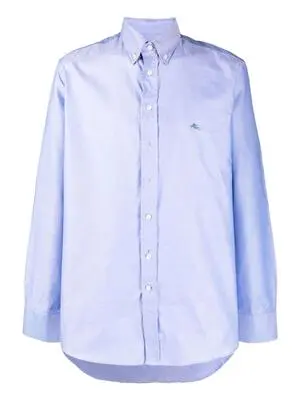 Etro Long-sleeved Embroidered Logo Shirt - Blue