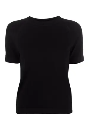 BARRIE Short-sleeve Cashmere Top - Black